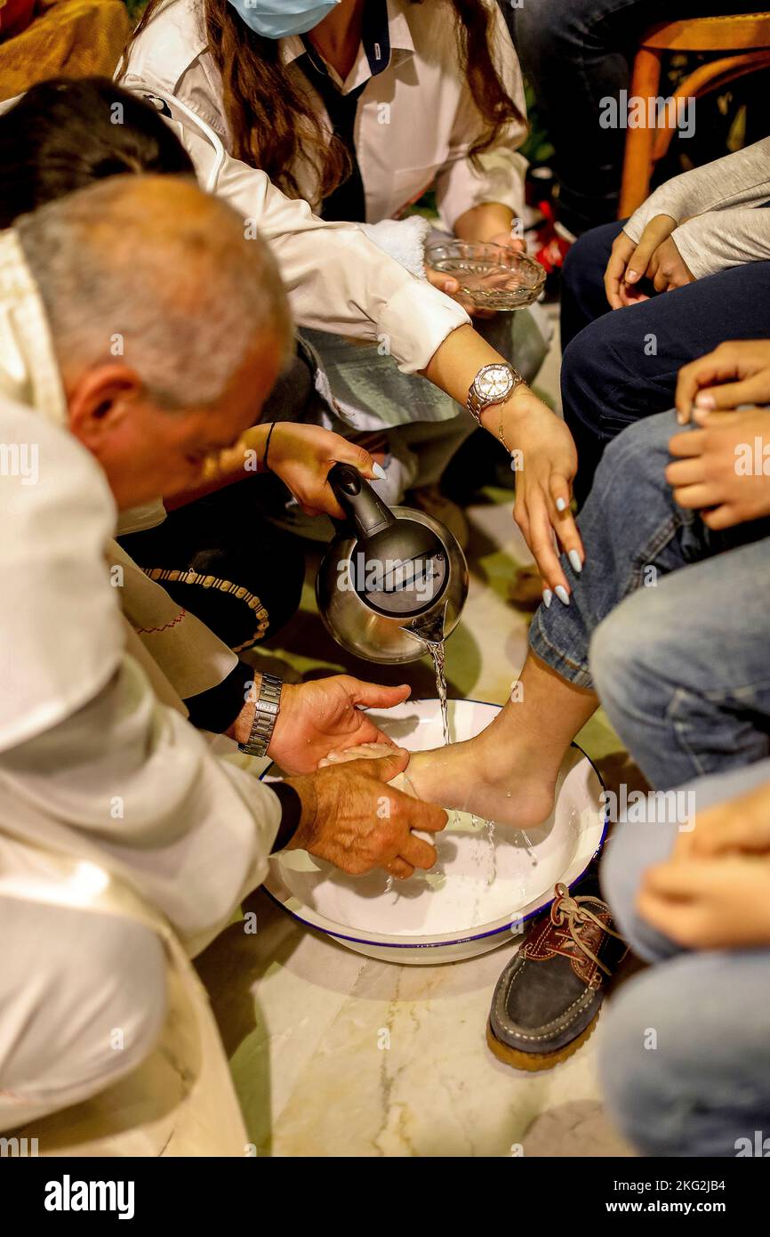 Maundy Thursday celebration in St Elias maronite church, Bdadoun ...