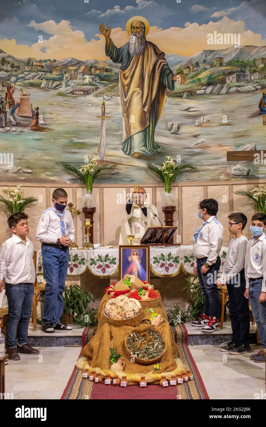 Maundy Thursday celebration in St Elias maronite church, Bdadoun ...