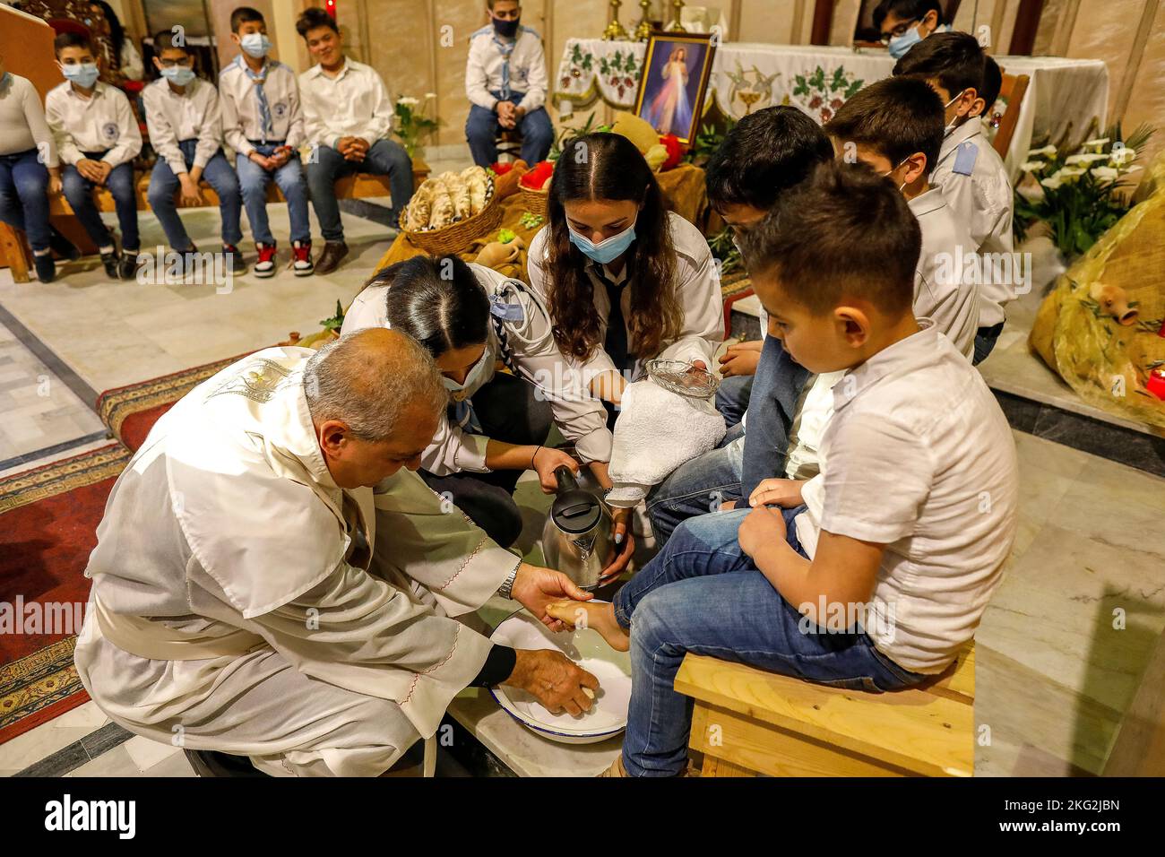 Maundy Thursday celebration in St Elias maronite church, Bdadoun ...