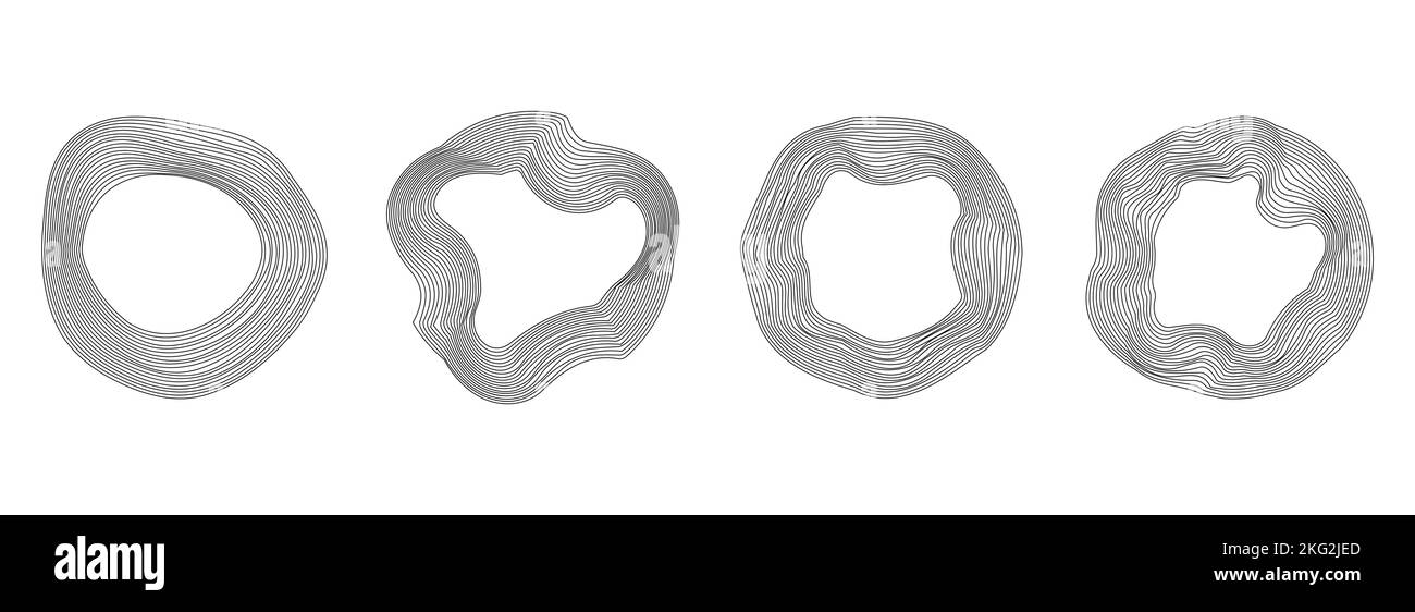 Set of abstract deformed circle banners. Distorted contour Stock Vector ...