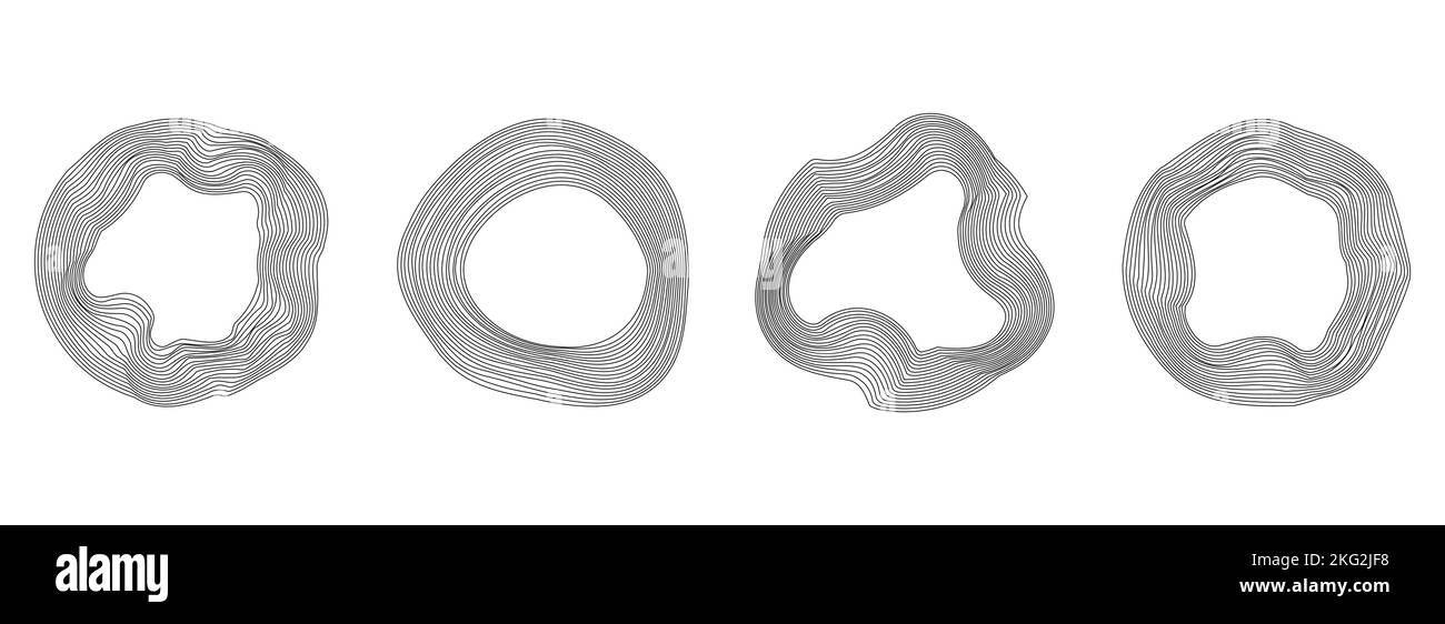 Set of abstract deformed circle banners. Distorted contour Stock Vector ...