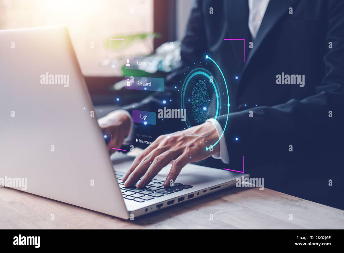 Username and password (Login) with biometric identification fingerprint scanner, encryption for ...