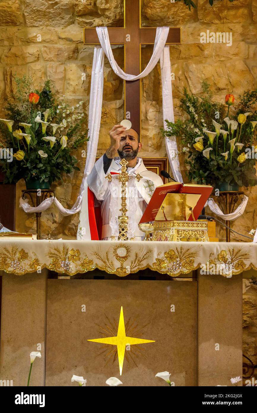 Easter celebration in Our Lady maronite church, Bdedoun, Lebanon ...