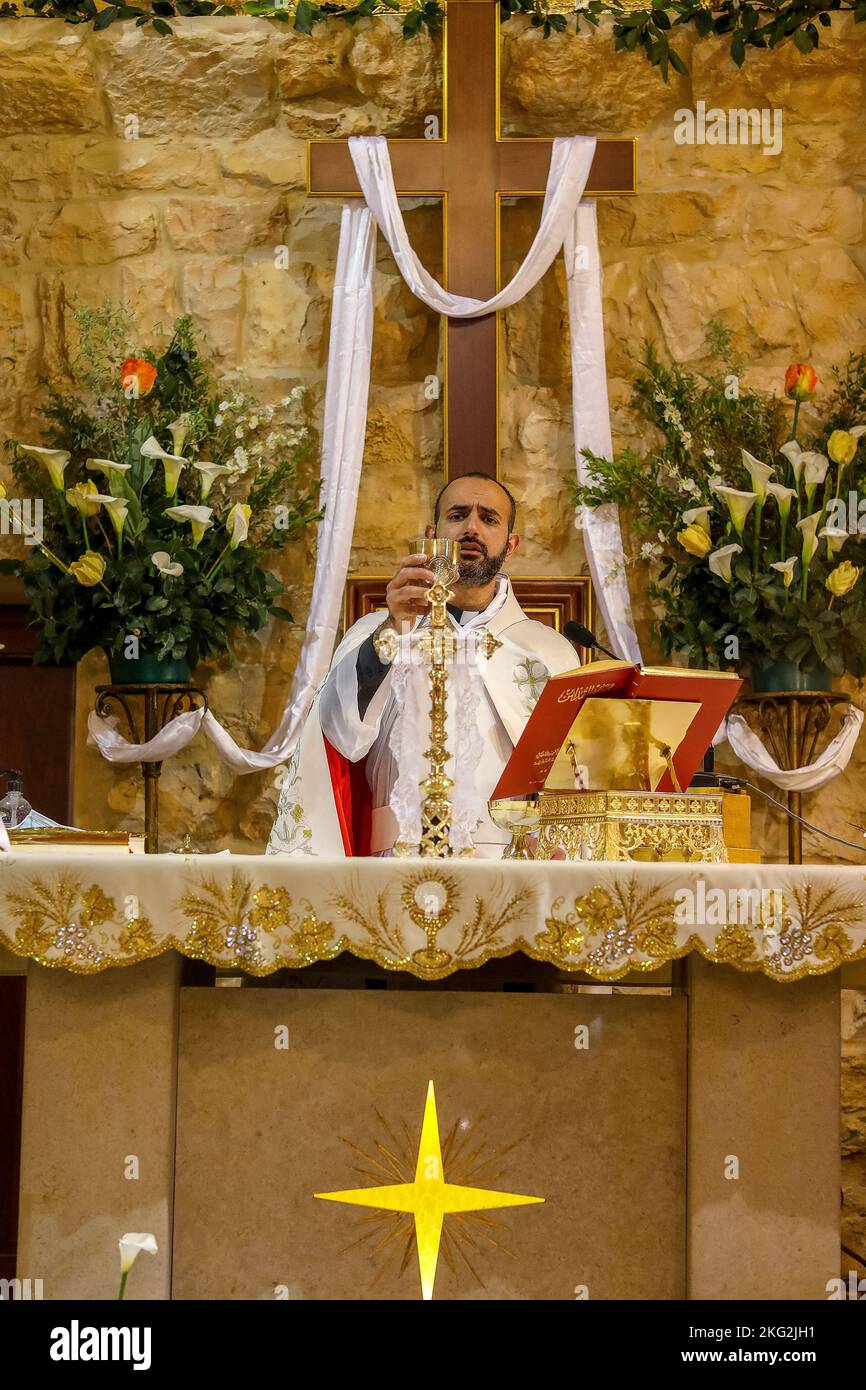 Easter celebration in Our Lady maronite church, Bdedoun, Lebanon ...