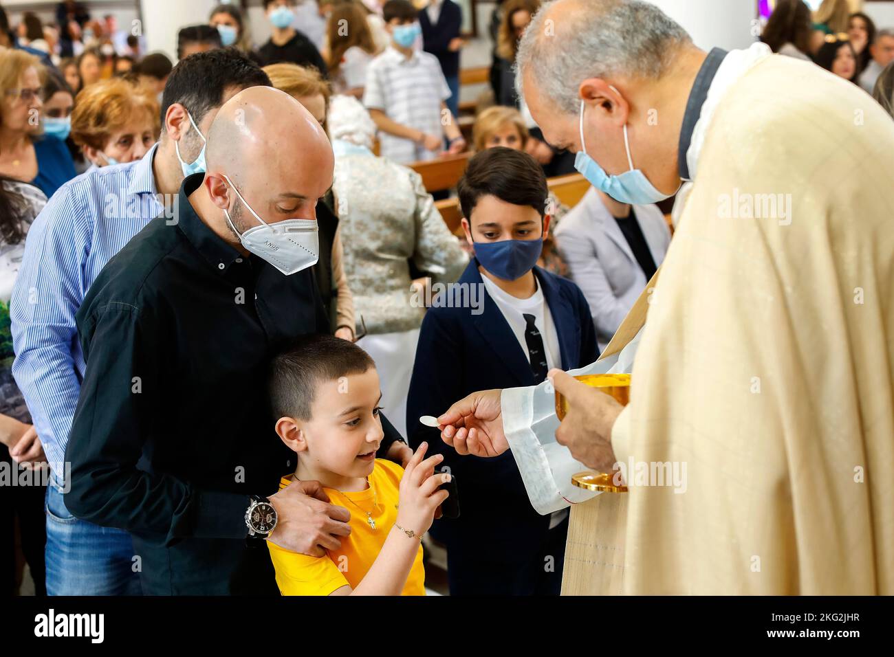 Easter celebration at Our Lady maronite church, Houmal, Lebanon. Christ ...