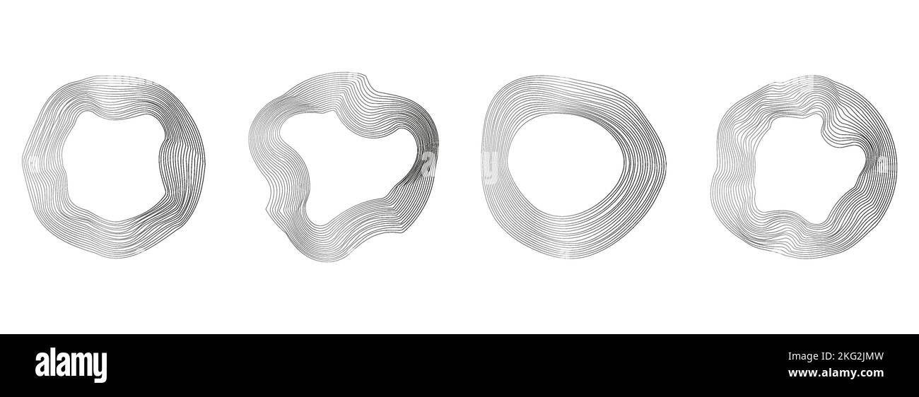 Set of abstract deformed circle banners. Distorted contour Stock Vector ...