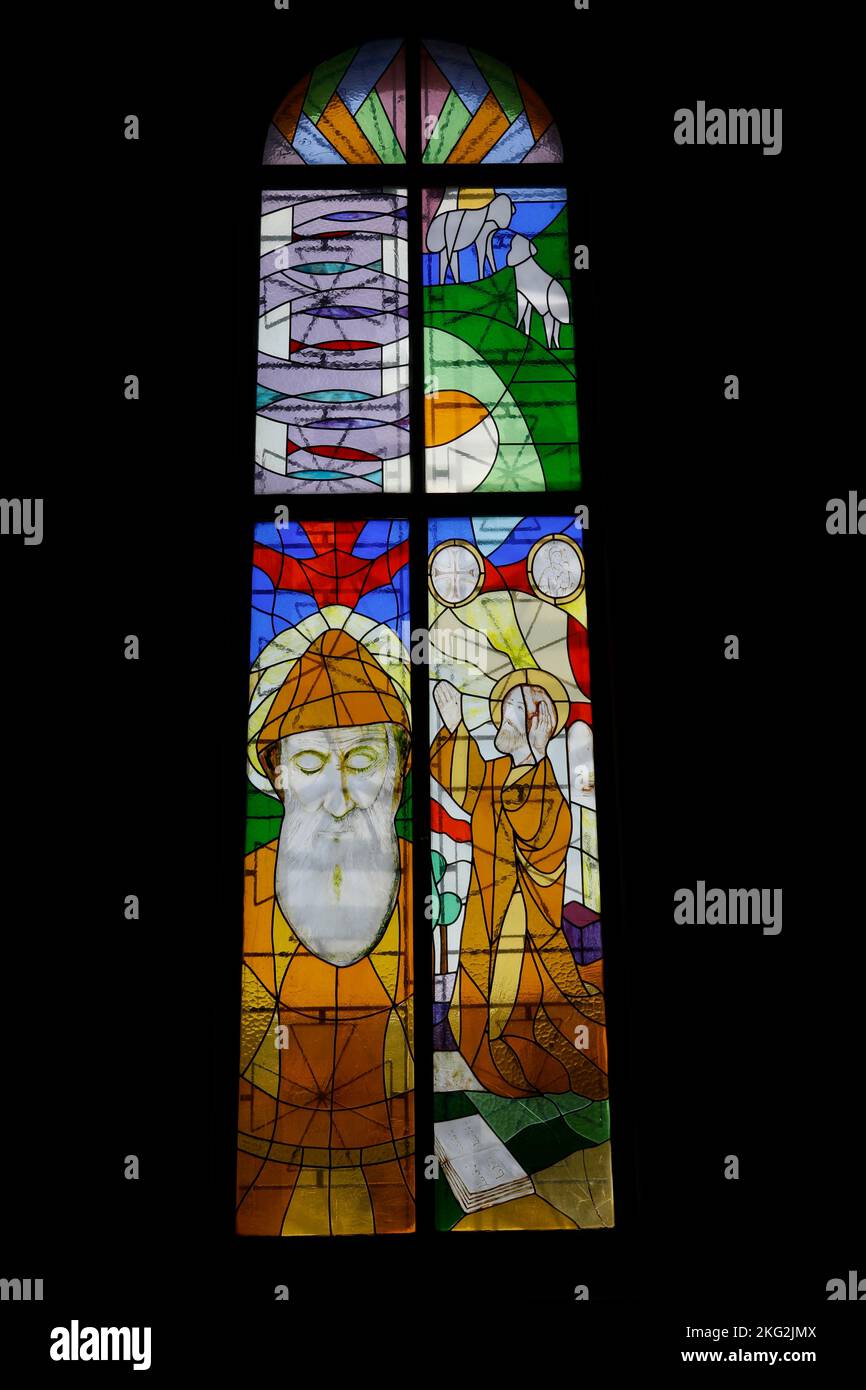 Stained glass in a maronite church in Jieh, Lebanon Stock Photo - Alamy