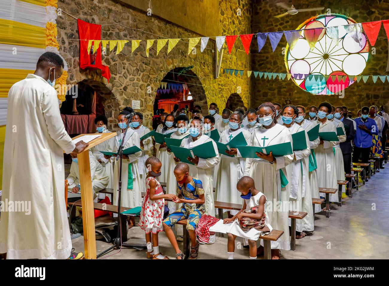 Choir singing at mass in Karongi Genocide Memorial church, Kibuye ...
