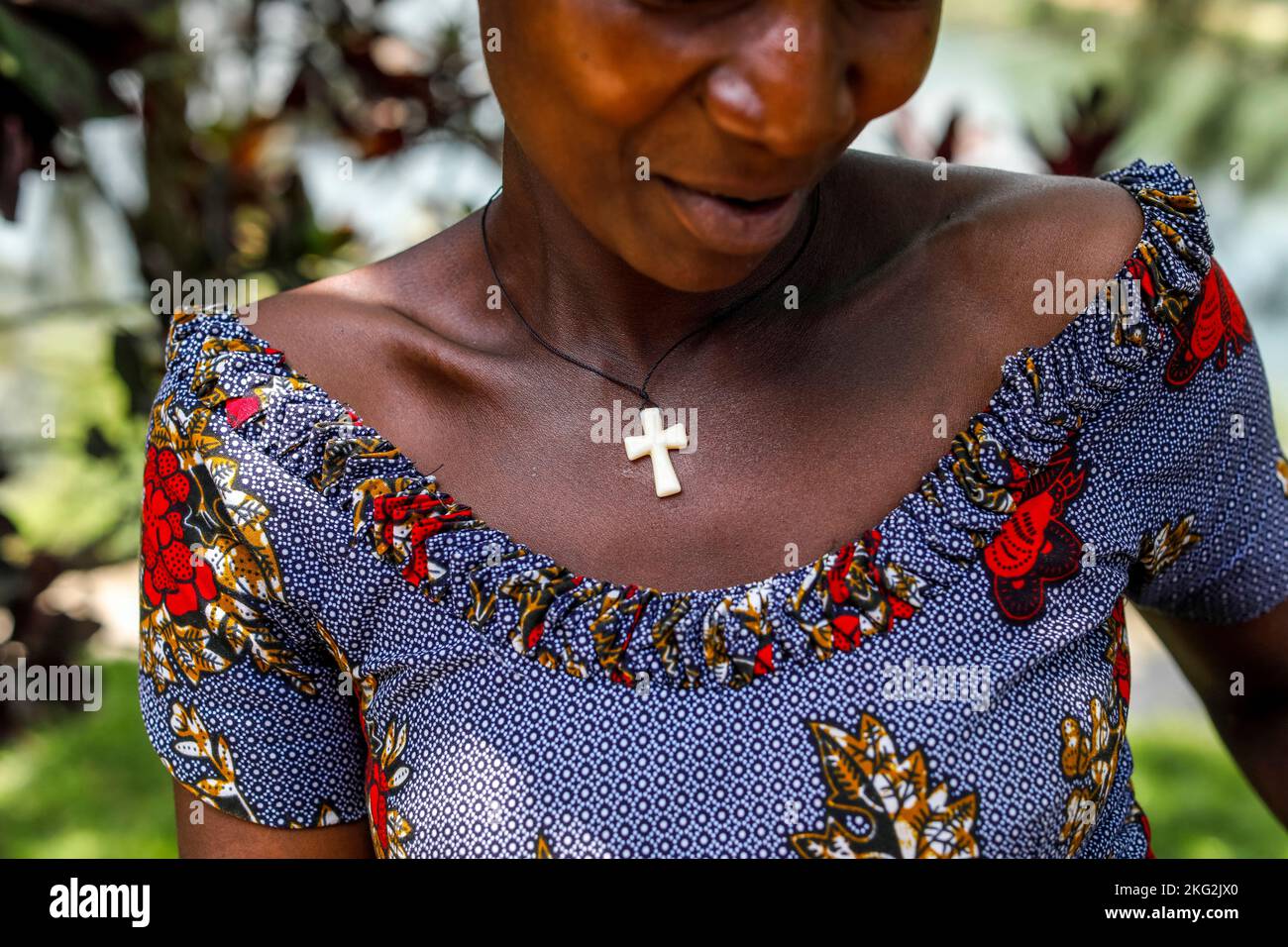 Faithful outside Karongi Genocide Memorial church, Kibuye, western ...