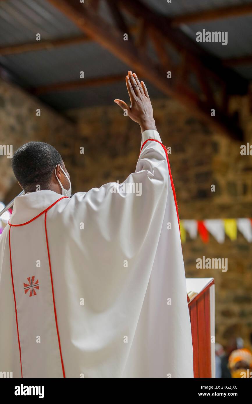 Sunday mass in Karongi Genocide Memorial church, Kibuye, western Rwanda ...