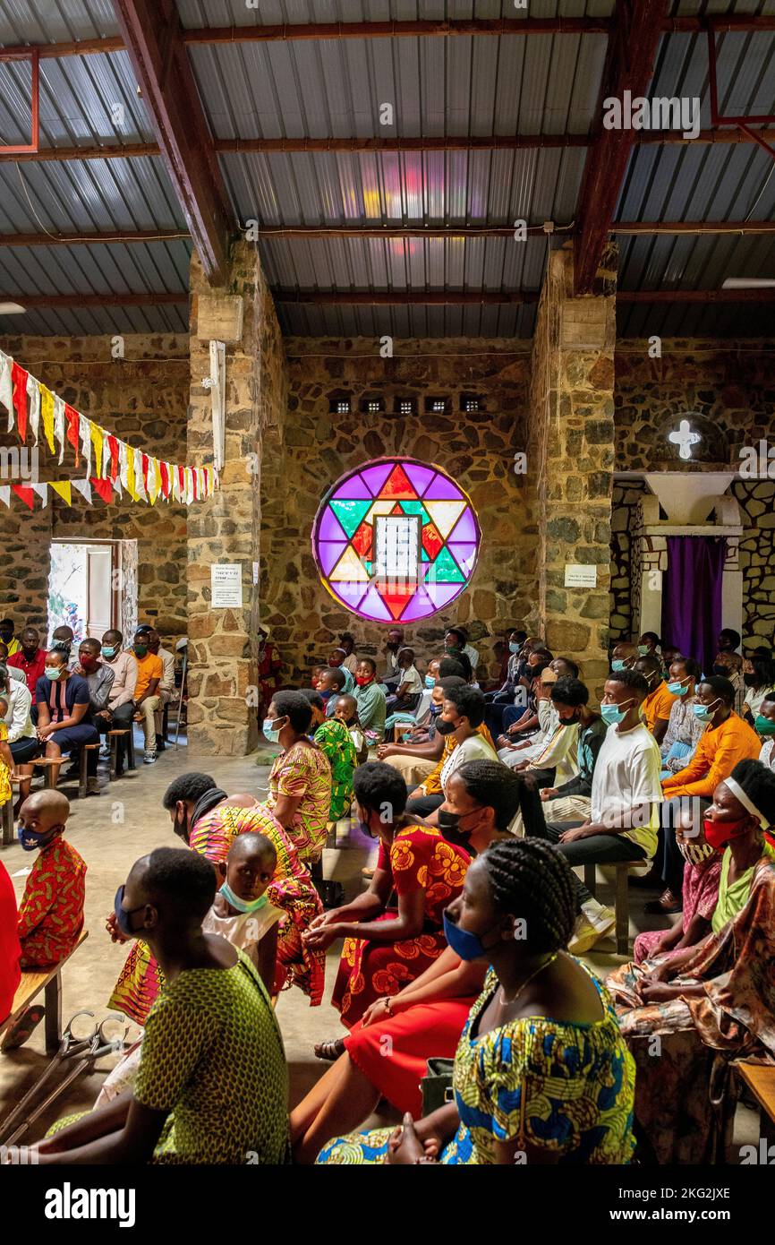 Sunday mass in Karongi Genocide Memorial church, Kibuye, western Rwanda ...