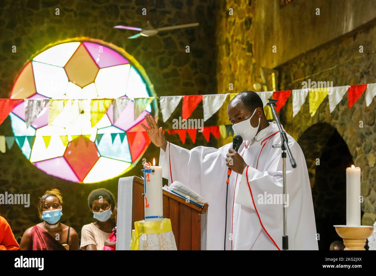 Sunday mass with baptisms in Karongi Genocide Memorial church, Kibuye ...