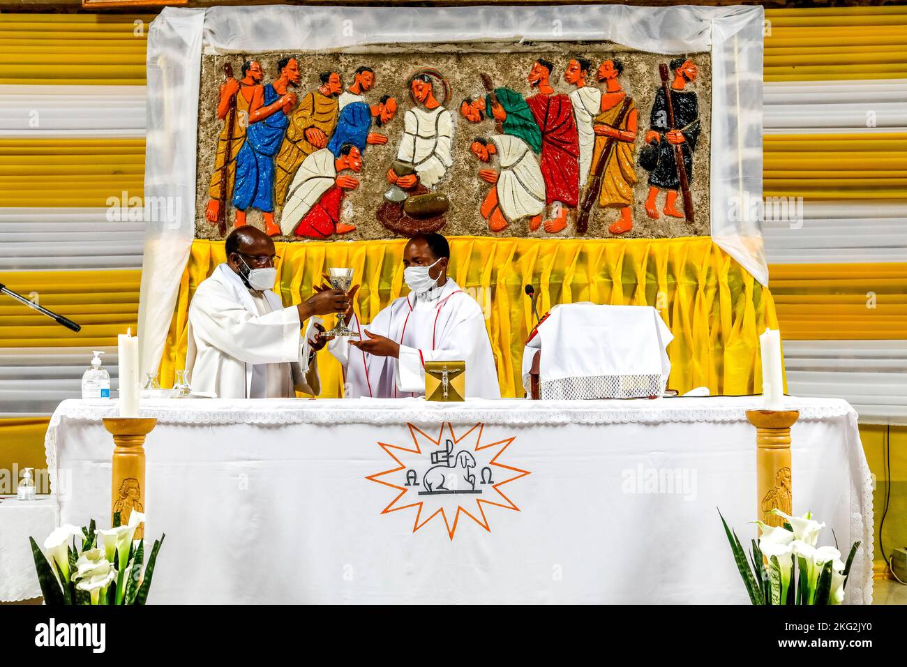 Sunday mass in Karongi Genocide Memorial church, Kibuye, western Rwanda ...