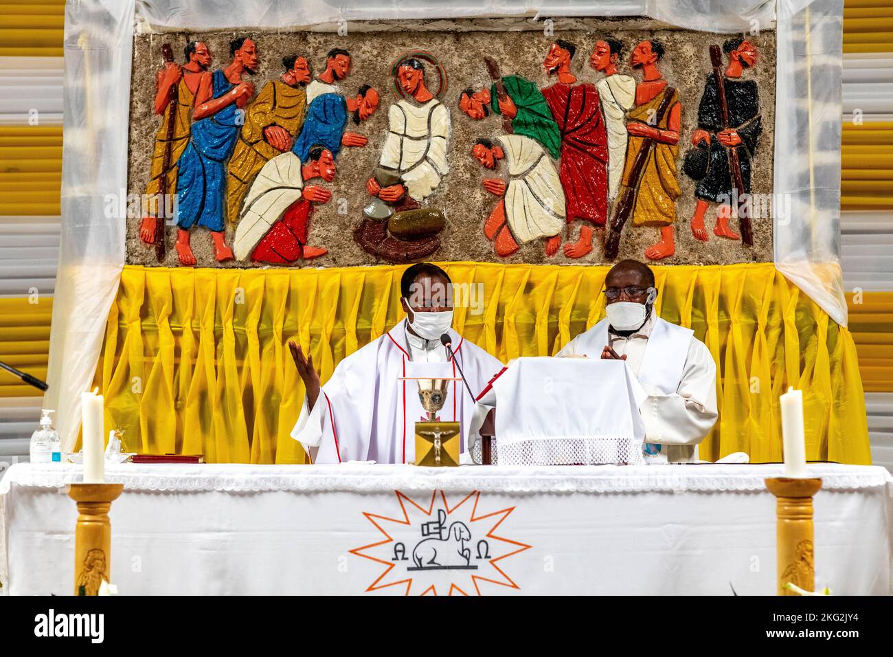 Sunday mass in Karongi Genocide Memorial church, Kibuye, western Rwanda ...