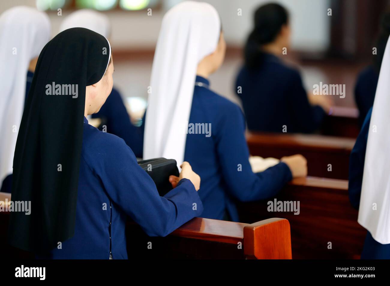 Catholic church. Dominican community. Catholc nuns at mass. Bien Hoa ...