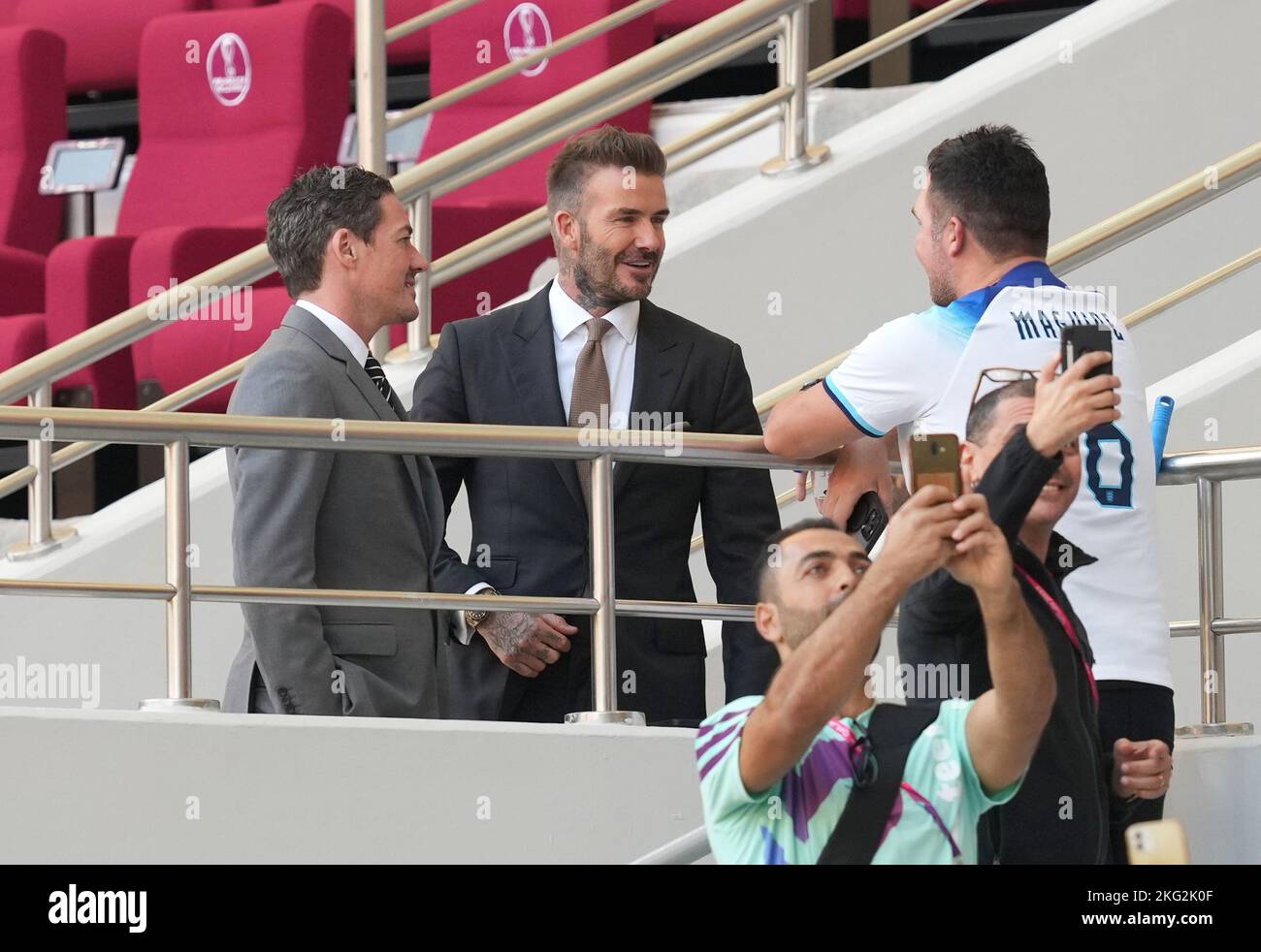 David Beckham (centre) in the stands before the FIFA World Cup Group B ...