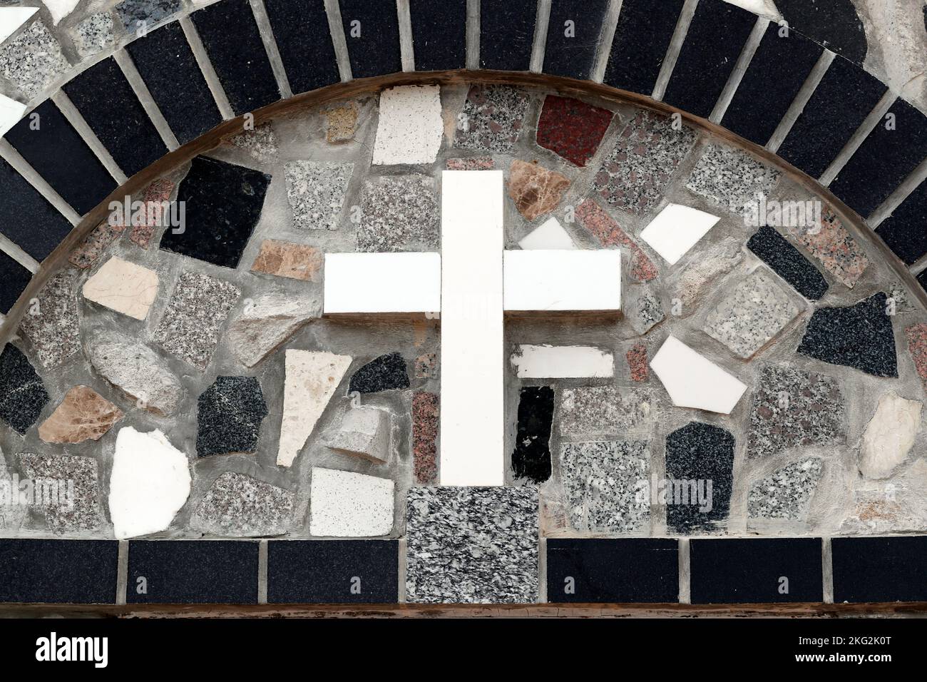 Catholic church. Stone Christian cross. Tan Chau. Vietnam Stock Photo ...