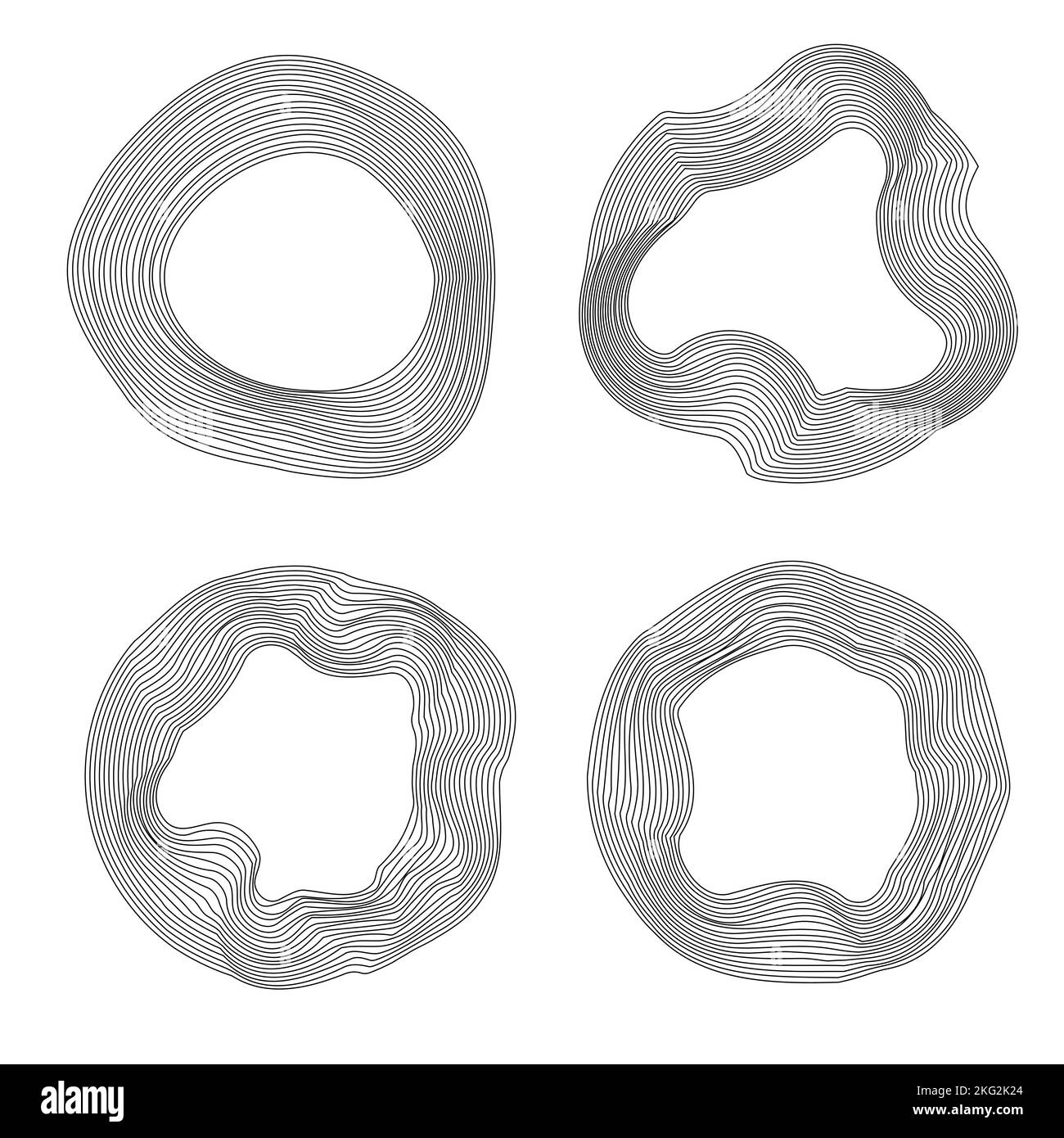 Set of abstract deformed circle banners. Distorted contour Stock Vector ...