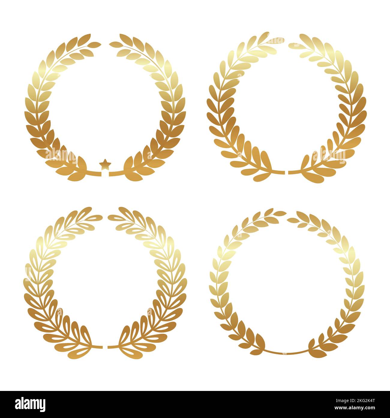 Set gold laurel wreath icon. Emblem from laurel branches isolated on ...