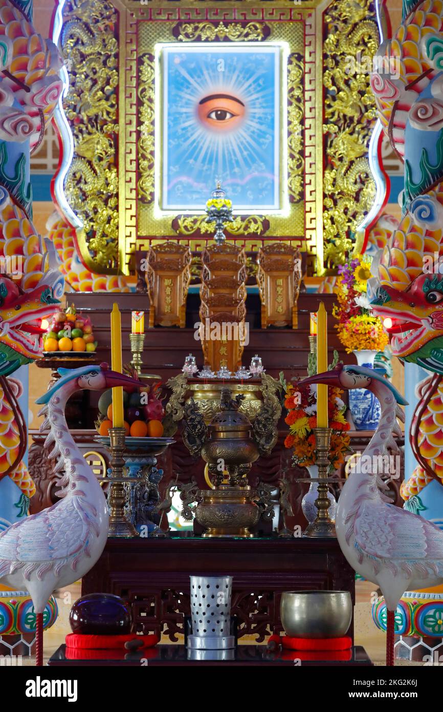 Cao Dai temple. Caodaism is a monotheistic syncretic new religious ...