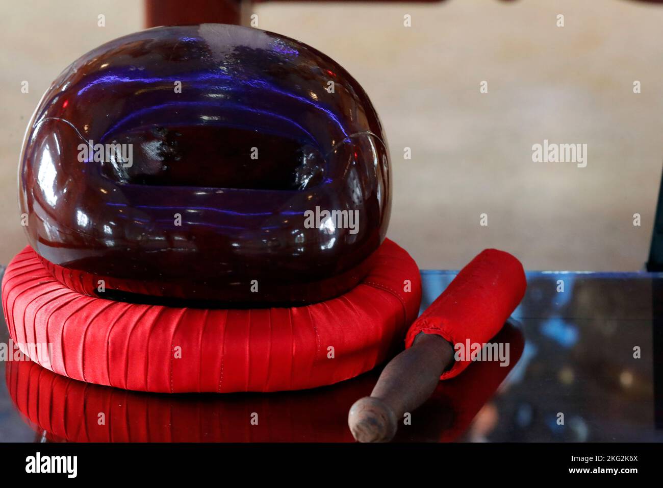 Cao Dai temple. Wooden fish (percussion instrument). Tan Chau. Vietnam ...