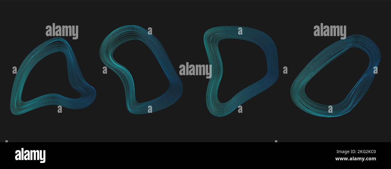 Set of abstract deformed circle banners. Distorted contour Stock Vector ...