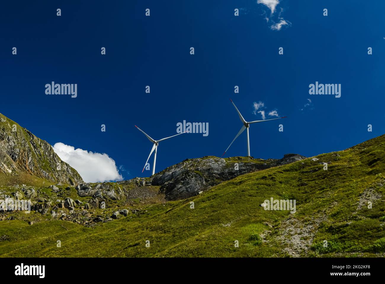 energy crisis. wind farm high in the mountains. Europe. wind power ...