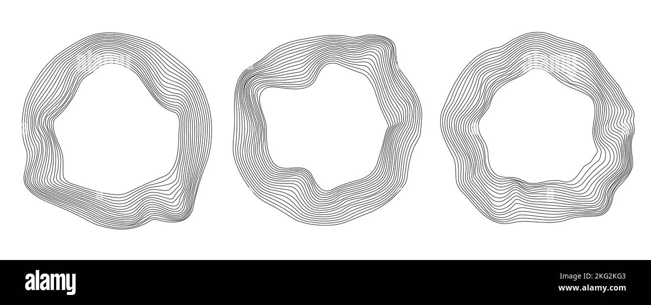 Set of abstract deformed circle banners. Distorted contour Stock Vector ...