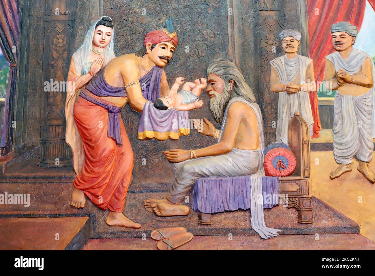 Ba Vang buddhist temple. Life of Buddha. The marriage of Prince ...