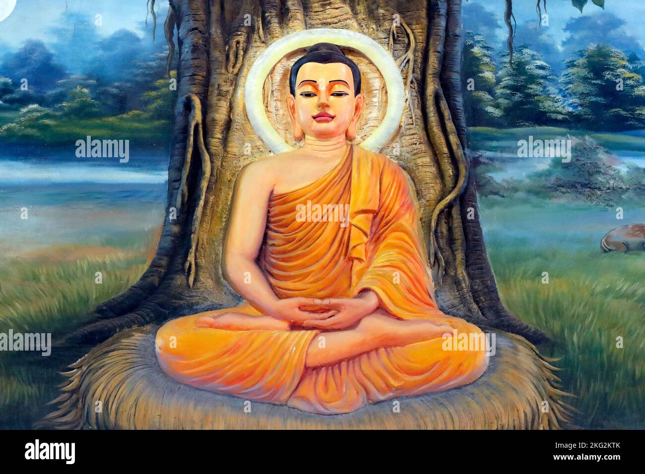 Ba Vang buddhist temple. Life of Buddha. Shakyamuni Buddha sitting in ...