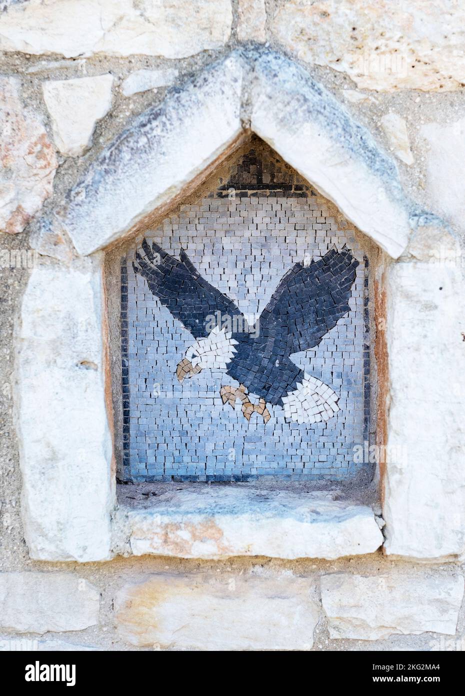 Eagle wall mosaic in Droushia village, Paphos Region, Cyprus Stock ...