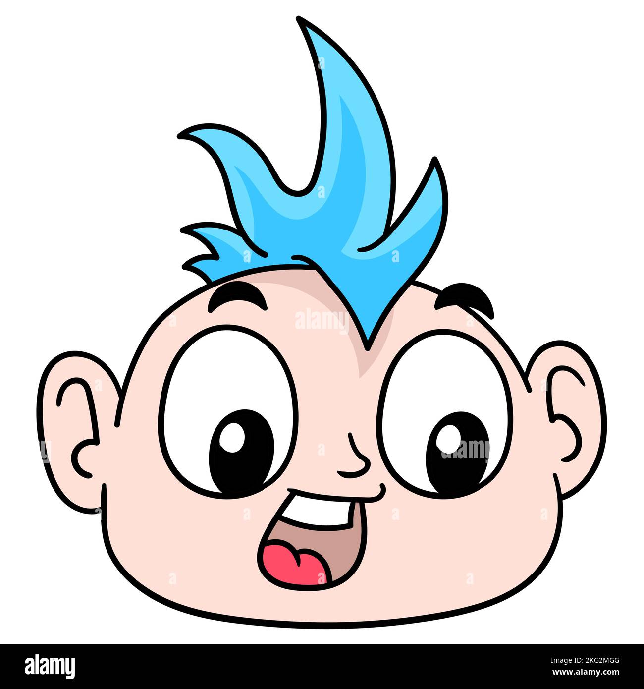 A vector illustration of a boy cartoon character with blue hair ...