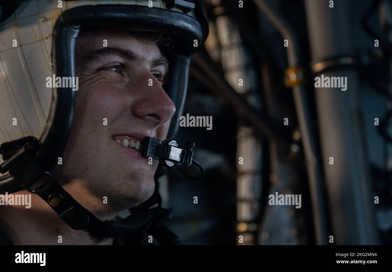 U.S. Marine Corps Lance Cpl. Lucas Abrecht, a crew chief assigned to ...