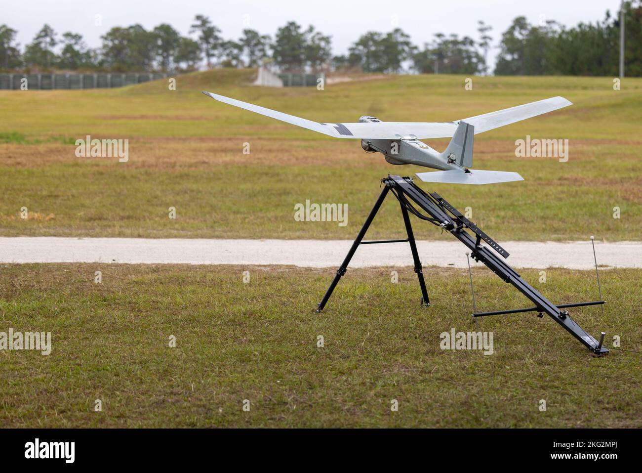 A U.S. Marine RQ-20B Puma launches during a Marine Corps Combat ...