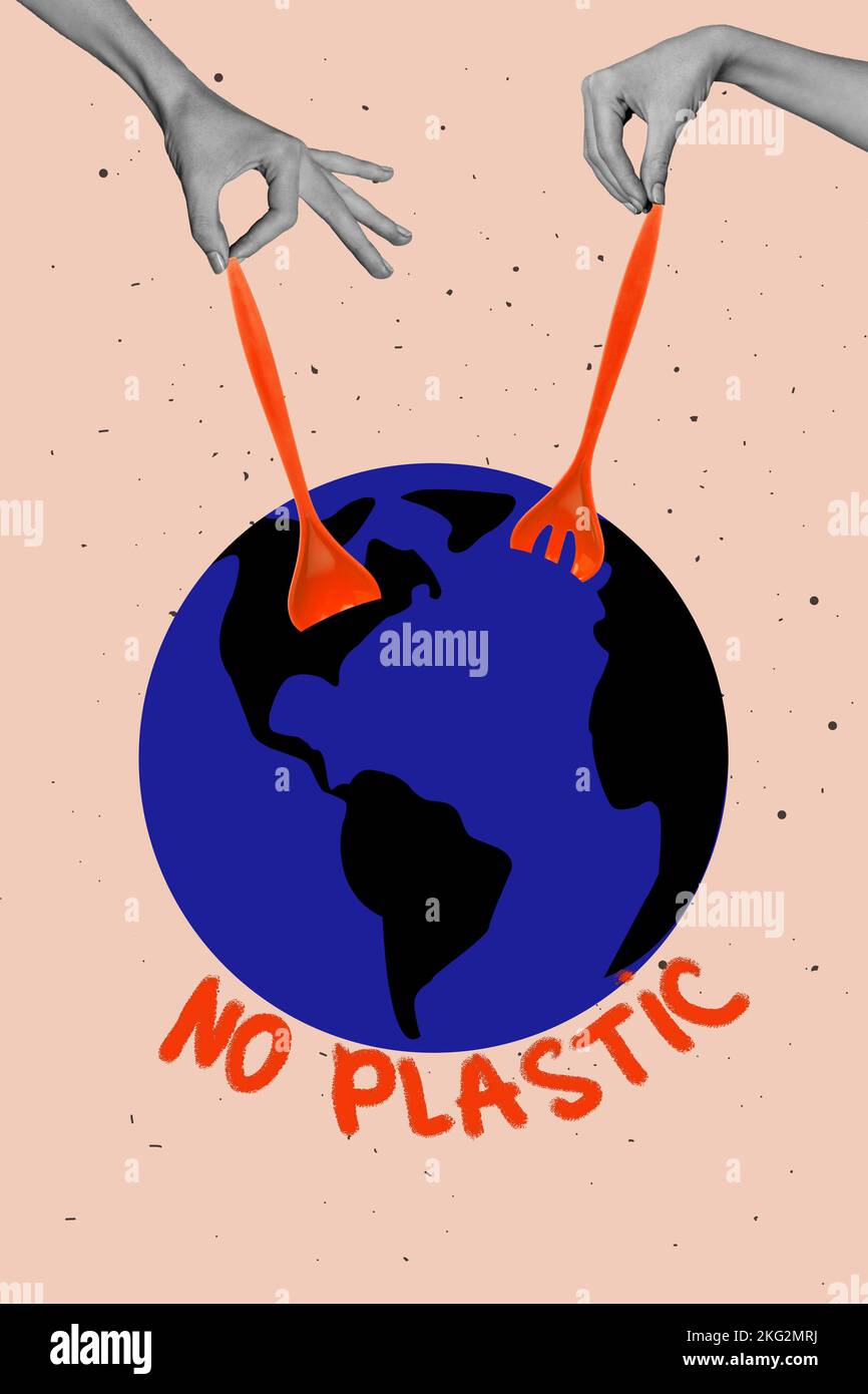 Photo collage cartoon comics sketch picture of two arms eating planet ...