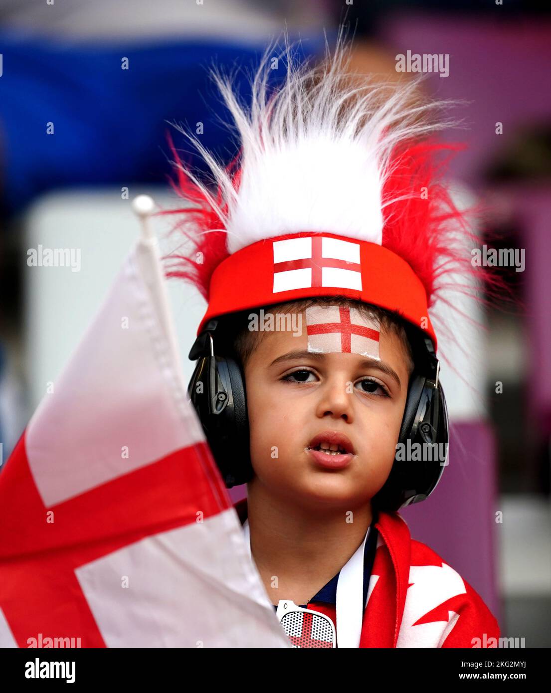 An England fan in the stands ahead of during the FIFA World Cup Group B ...