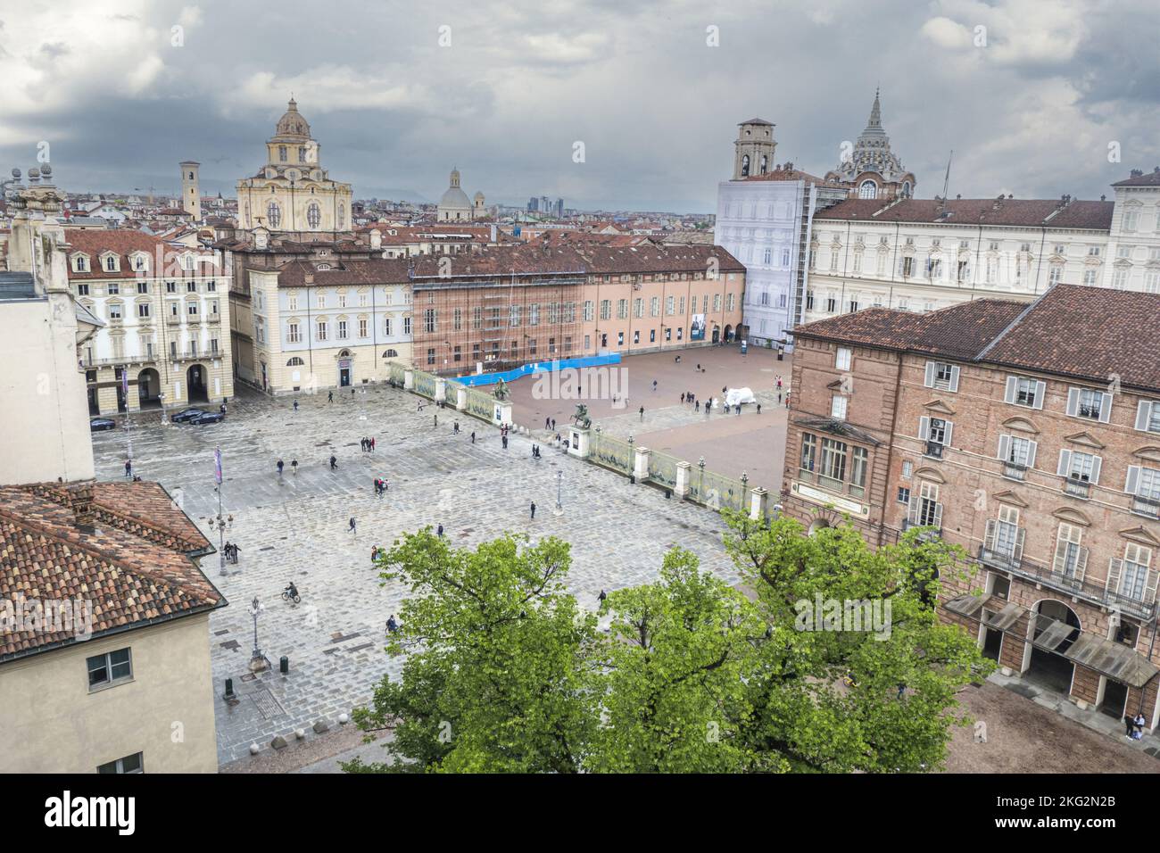 Aerial view of Castello Square in Turin Stock Photo - Alamy