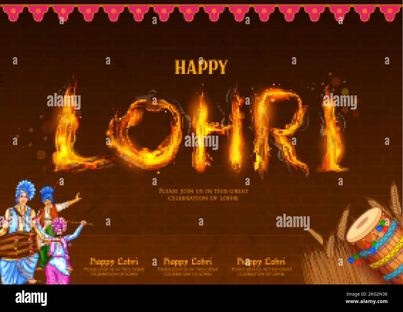 people celebrate and dancing bhangra for Happy Lohri holiday background ...