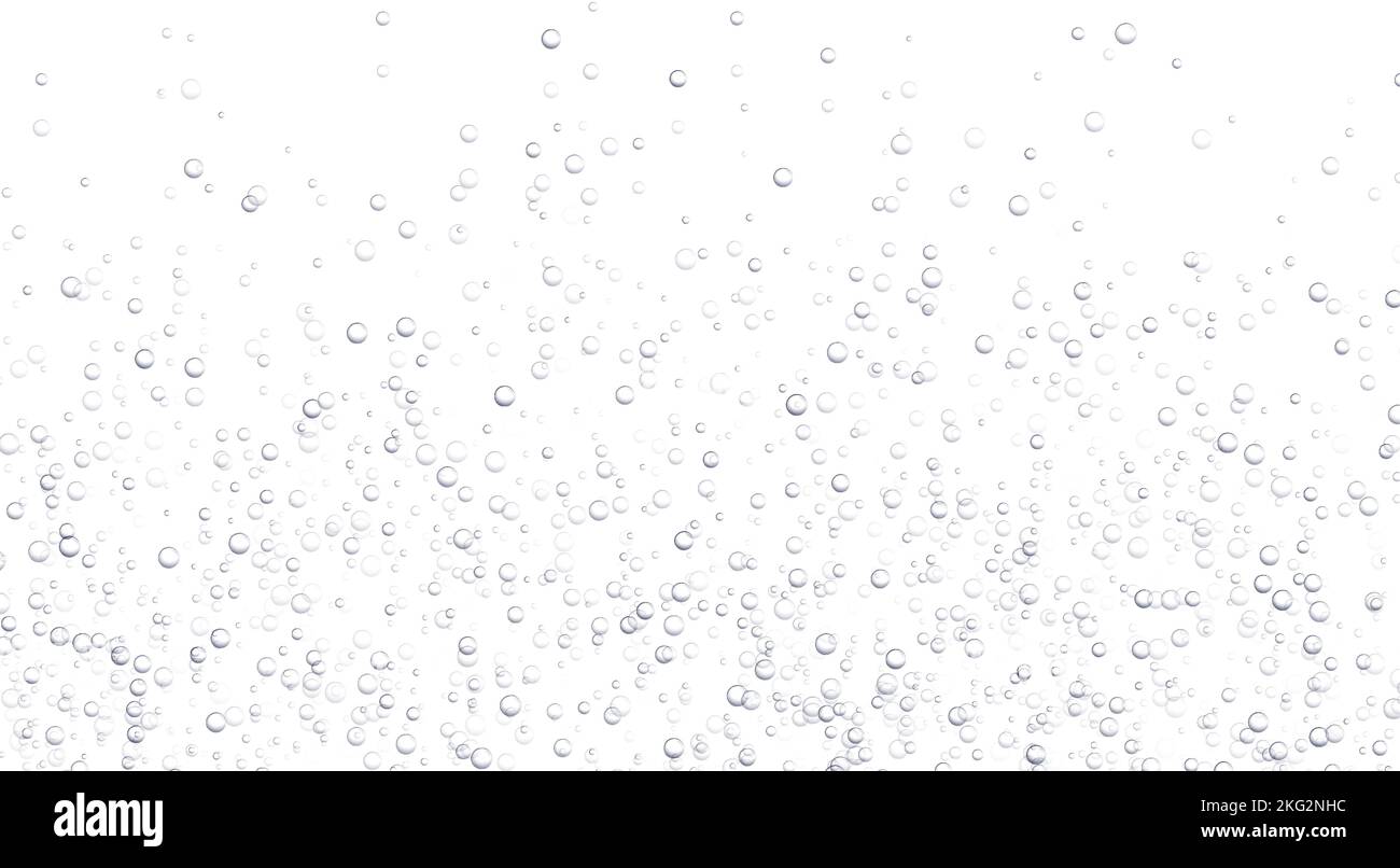 Underwater fizzing bubbles, soda or champagne carbonated drink, sparkling water isolated on ...