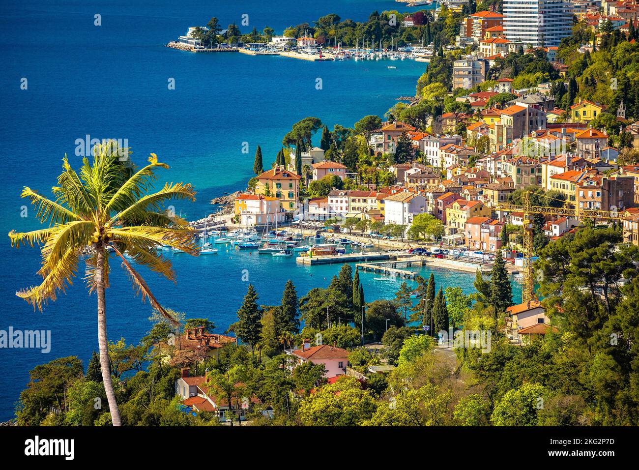 Town of Volosko on Opatija Riviera colofrul view, Kvarner bay of ...