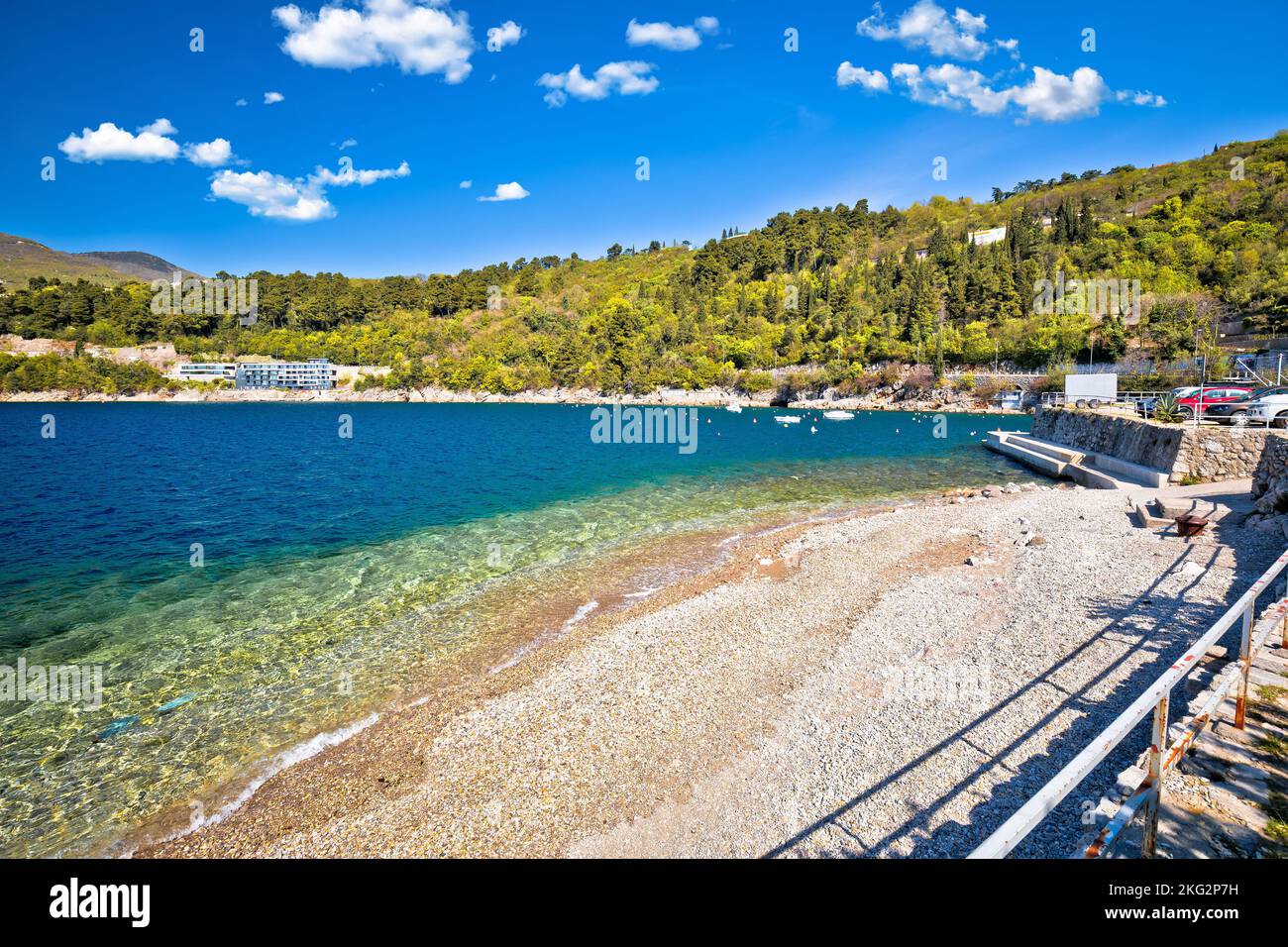 Preluk beach on Opatija Riviera view, Kvarner region of Croatia Stock ...