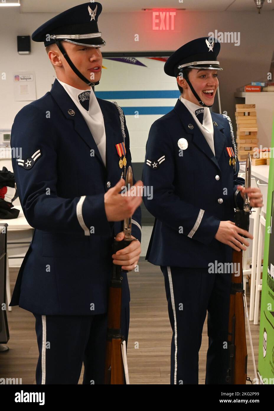 Members of the United States Honor Guard Drill Team, Airmen 1st Class ...