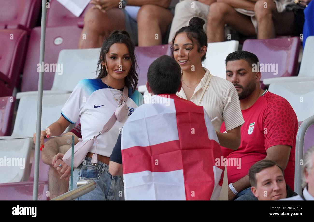 Milly Adams (left), fiance of England's Ben White in the stands before ...