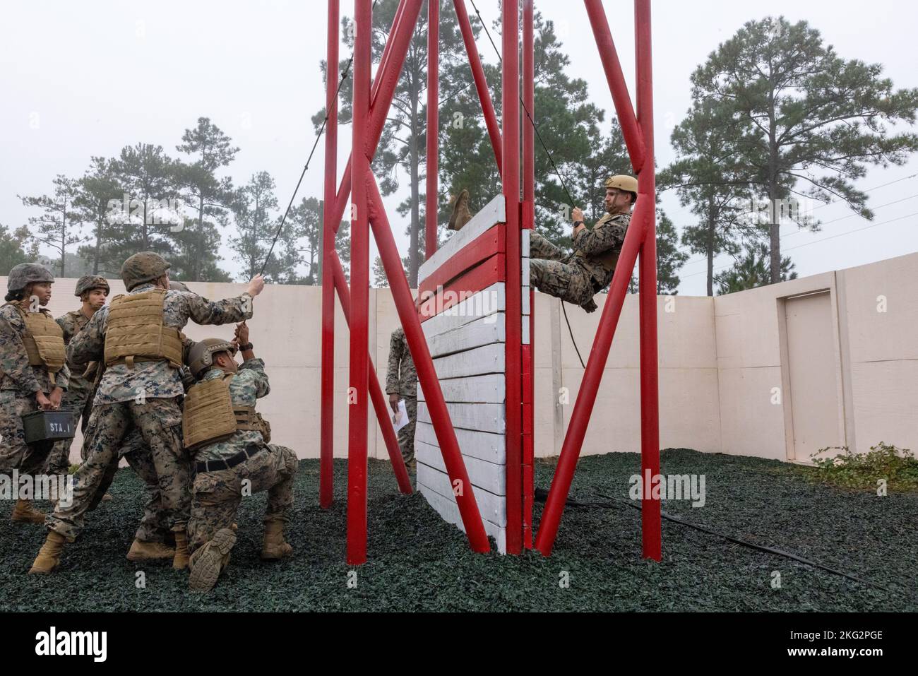 U.S. Marines with 2nd Marine Logistics Group work together to pull ...