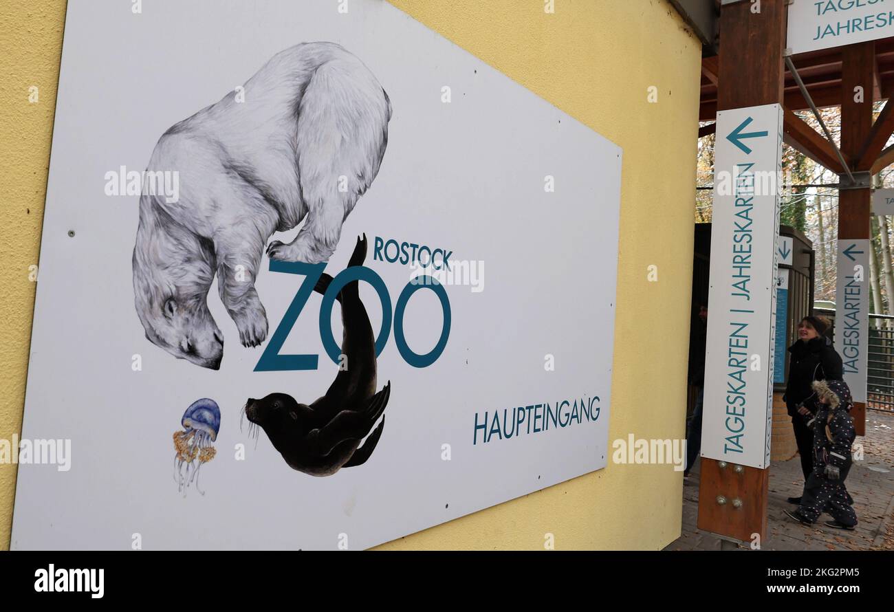 Rostock, Germany. 21st Nov, 2022. The main entrance of the Rostock Zoo ...