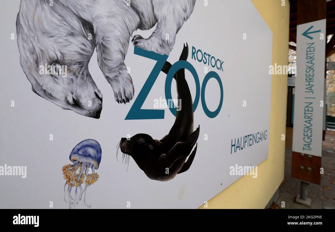 Rostock, Germany. 21st Nov, 2022. The main entrance of the Rostock Zoo ...