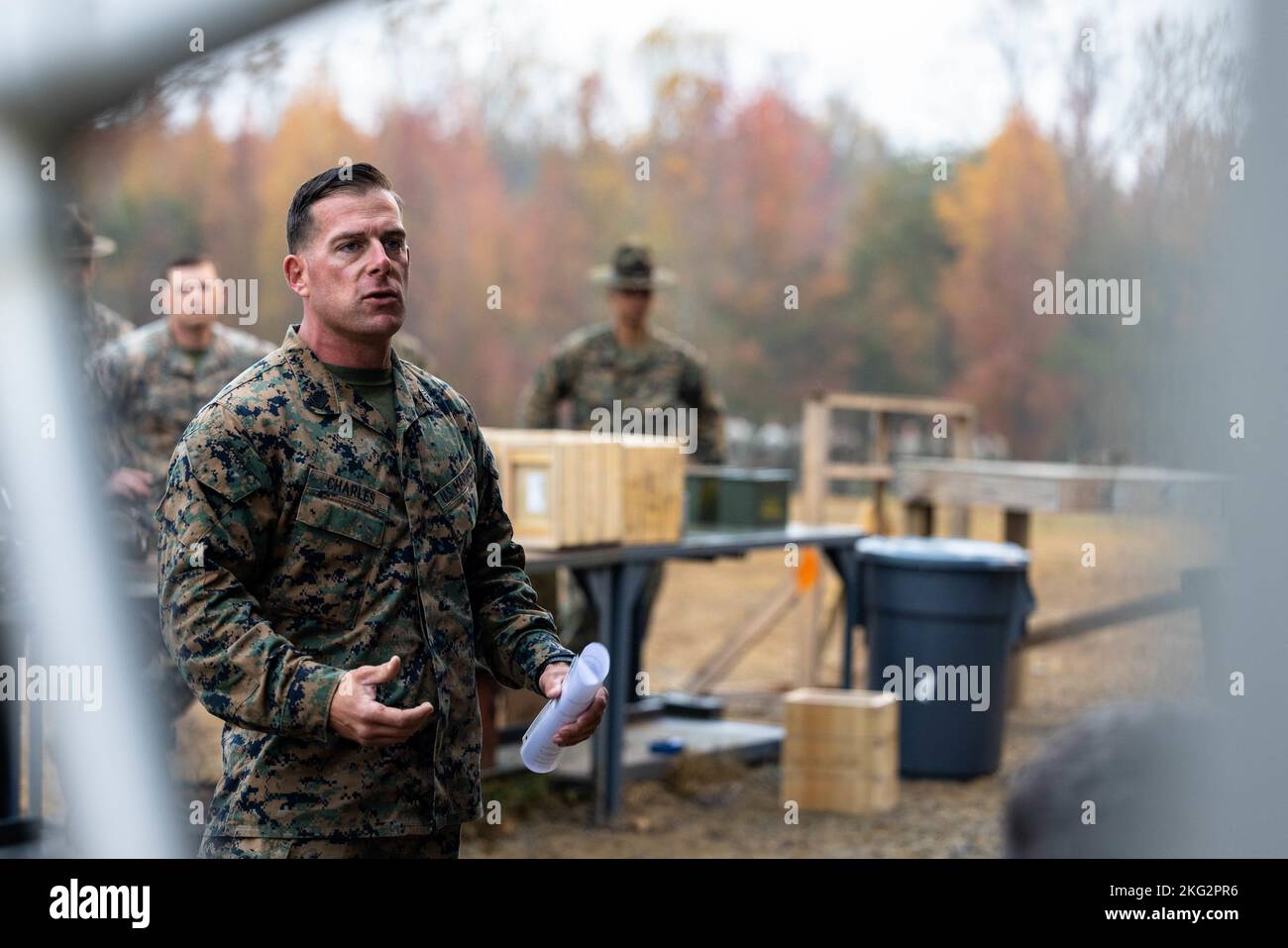 U.S. Marine Corps Gunnery Sgt. John Charles, an instructor with the ...