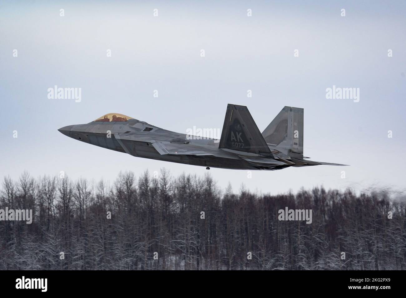 A U.S. Air F-22 Raptor assigned to the 3rd Wing takes off at Joint Base ...