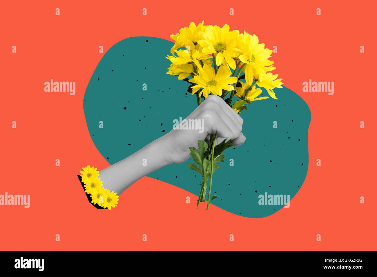 Creative photo 3d collage artwork postcard poster of human arm ...