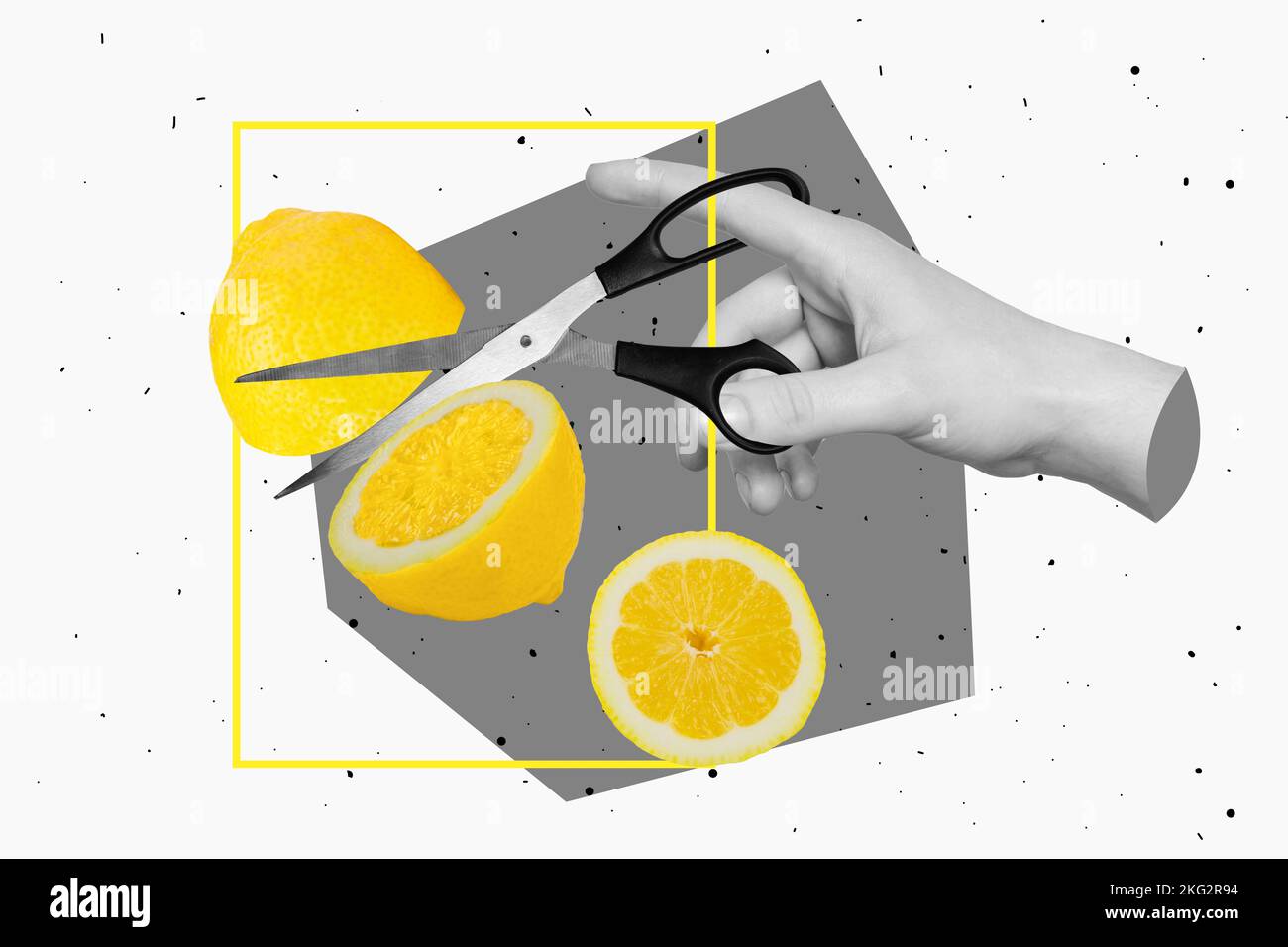 Creative photo 3d collage artwork postcard poster of human arm cutting ...